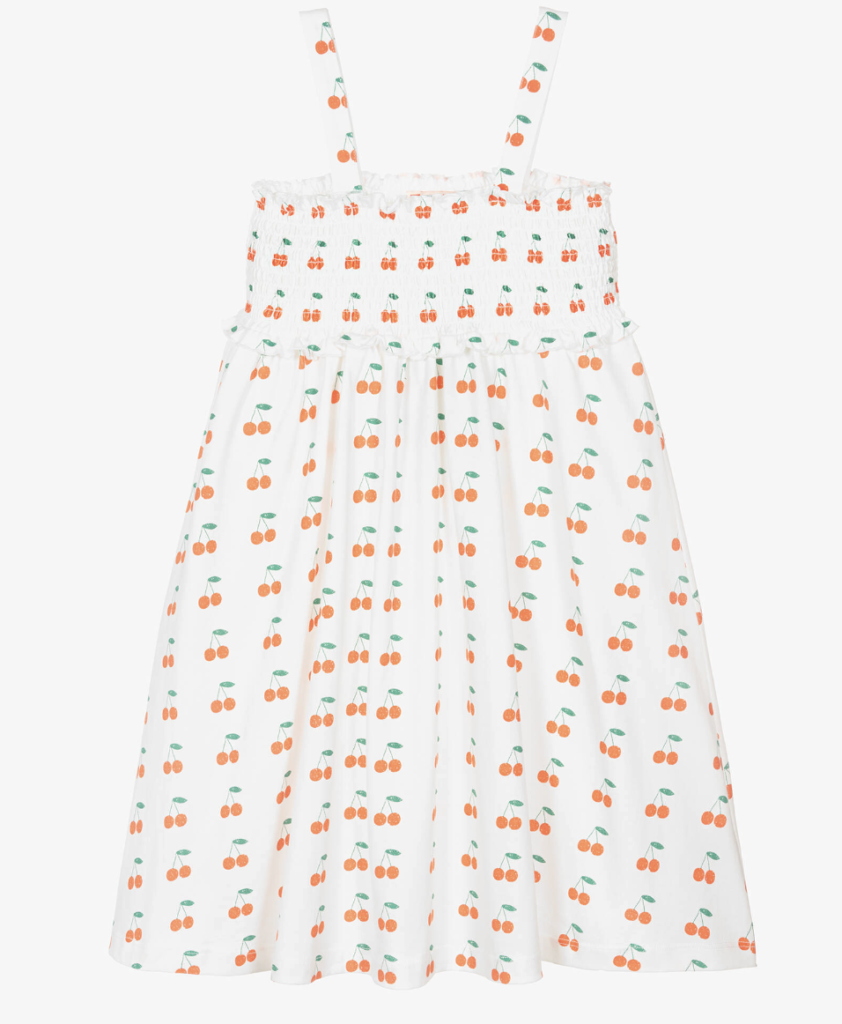 Tinycottons Girls White Cherry Print Organic Cotton Sun Dress | Finds ...