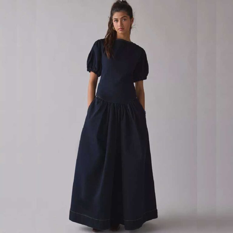 Daisy Street Aspen Drop Waist Bow-Back Denim Maxi Dress | Finds Clothing
